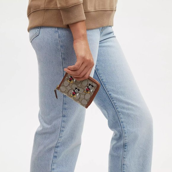 Coach | Bags | Disney X Coach Small Zip Around Wallet In Signature ...